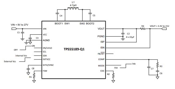 TPS55189-Q1 Buck-Boost Converter - TI | Mouser
